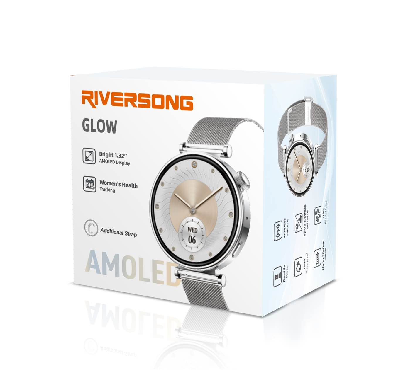Riversong smartwatch GLOW srebrny SW906 AMOLED dwa paski TFO GSM187699 ...